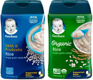 GERBER Cereal DHA & Probiotic Rice Cereal + Organic Rice (Pack of 2 ...