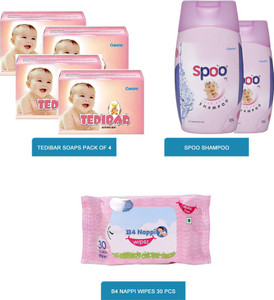 CURATIO Baby care Combo - 4 Tedi Bari Soaps + 2 Spoo Shampoos+ 1 B4 ...