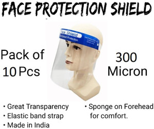 PRYGRJ Full Face Shield Mask Splash Protection (300 Micron) (Pack of 10 ...