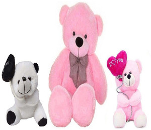 TOYTEDDY 4 FEET STUFFED PINK HUGABLE TEDDY BEAR WITH CUTE SOFT WHITE ...