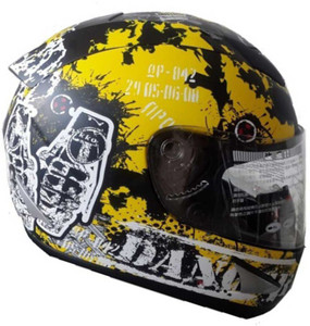 THH HELMETS TS-41 Destroy Full Face Single Shield Helmets (Black/Yellow ...