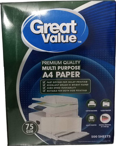 Flipkart.com | Great Value Printer Paper Unruled A4 75 gsm A4 paper ...