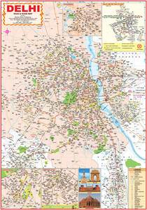 Delhi Map : Wall Map Laminated ( 28 x 40 inch) Rolled With PVC Rollers ...