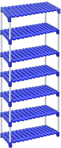 MAX Multipurpose Racks 7 Shelf Blue Color Plastic Collapsible Shoe ...