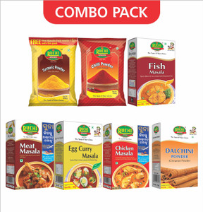 RUCHI Combo Pack(Turmeric Powder 250gm,Chilli Powder 100gm, Fish Masala ...
