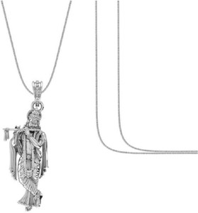 Akshat Sapphire Sterling Silver (92.5% purity) God Krishna Chain ...