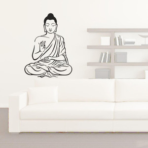 MADHUBAN DECOR 52 cm Meditating God Buddha Wall Stickers PVC Vinyl ...