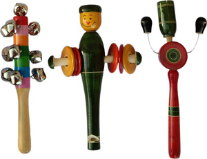 Tovick Wooden Set of 3 classic Rattles - Eco-friendly Wooden Toys for 2 ...