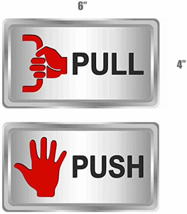 Signkart 30.48 cm Push Pull Vinyl Sign Sticker - Self Adhesive - (6" x ...
