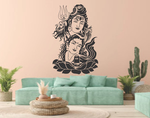Suman Wall Sticker 59 cm bholenath with mata parvati wall sticker Self ...