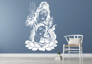 Suman Wall Sticker 59 cm shiv shanker with mata parvati wall sticker ...