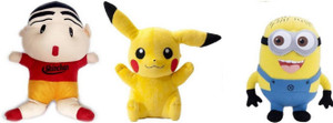 Saubhagye Combo of Shinchan, Minion and Pikachu Soft toy- 30 cm - 30 cm ...