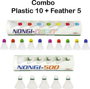 Nongi NEON Plus Combo Feather and Plastic Shuttle - White - Buy Nongi ...