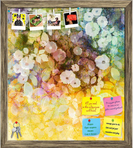 Artzfolio White Flowers & Soft Color Leaves Pinboard Antique Golden ...
