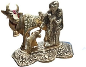 dwarkadhish Cow radh krishna bachda gold plated Decorative Showpiece ...