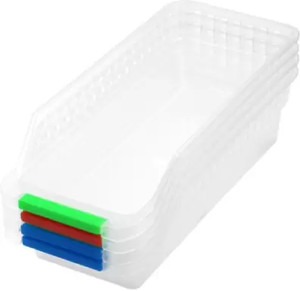 VIVAAN Containers Kitchen Rack Plastic 4 Pcs Plastic Fridge Space Saver ...