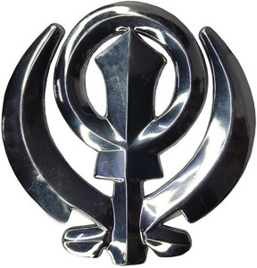 Uniqon 7.5 cm (7.5 CM Size) Chrome Finish/Plated Wahe Guru Ji Khanda ...