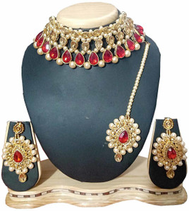 STONEC Mother of Pearl, Alloy Gold-plated Gold, Red Jewellery Set Price ...