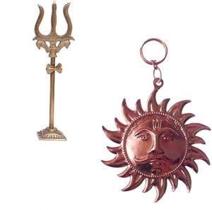 Adhvik Combo of 2 Pcs Trishul Statue With Square Stand And Brown Color ...