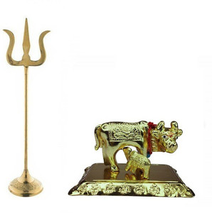 Adhvik Set Of 2 Pcs Trishul Statue (2 no ) With Round Stand And ...