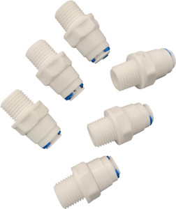 Parijata Plastic Thread Straight Connector pushfit 1/4" 6 pieces for RO ...