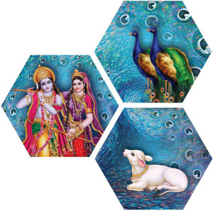 Craft Junction Modern Art 6 MM MDF Set of 3 Hexagon Radha Krishna ...