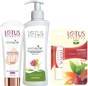 LOTUS Herbals Combo ( DD Creme_ 50g + Body Lotion _250ml + Lip Therapy ...