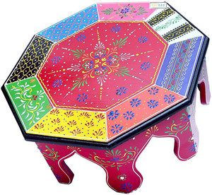 ROCOMO Traditional Octagonal Shape Wood Chowki Bajot for Pooja Mandir ...
