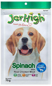 jerhigh JerHigh Spinach Stix Dog Treat, 70 g (Pack of 11) Chicken Dog ...