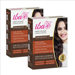 Iba Hair Colour Henna Based For Women (Pack of 2) 2 x 70g (140g) , Dark ...