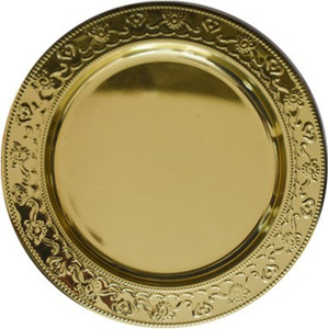 MARSHLAND Designer Border Traditional Pure Brass Pooja Archana Thali ...