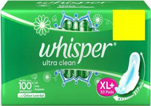 Whisper xl plus ultra clean 30 pads Sanitary Pad | Buy Women Hygiene ...