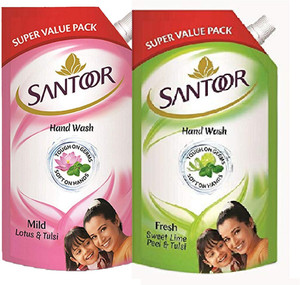 Santoor Fresh Handwash 750ml Pouch-Pack of 2 Hand Wash Pouch - Price in ...