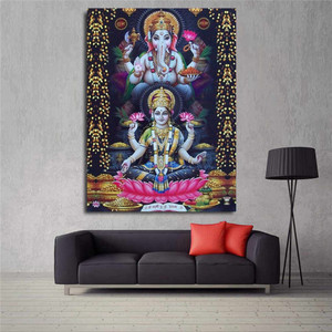 voorkoms 30.48 cm Ganesh Ji and Laxmi Ji Wall Sticker and living room ...