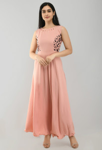 inna Women Gown Pink Dress - Buy inna Women Gown Pink Dress Online at ...