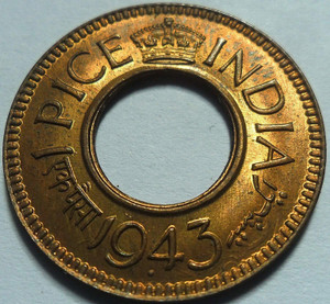 Aranyak Hobby King George VI British India 1943 One Pice Bronze Metal ...