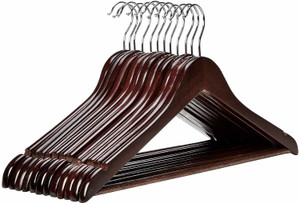 MadSan Brown Sturdy and Space Saving Wooden Coat Hanger,Garment Hanger ...
