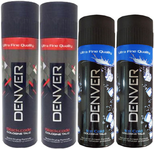 DENVER 2 ICE COLD COLOGNE TALC (100GM) + 2 BLACK CODE COLOGNE TALC ...