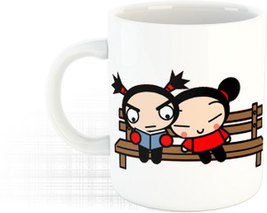 CreateCraft Pucca sitting with Garu on bench printed Ceramic Coffee ...
