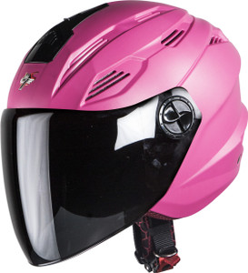 Steelbird S_BA-6 Open Face Helmet for Girls in Glossy Pink with Smoke ...