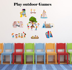 WALLDECORS 91.44 cm PLAY OUTDOOR GAMES STICKER Self Adhesive Sticker ...