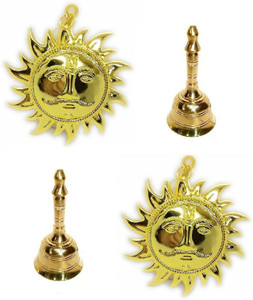 Adhvik Set Of 2 Pcs Round Head Pooja Puja ( 1 No ) Bell Ghanti With 2 ...