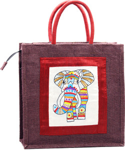 Flipkart.com | Indha Craft Elephant Embroidered Motif Patch Jute TIffin ...