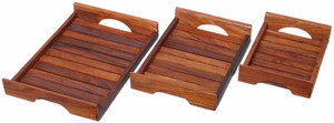 ARTANDCRAFTINDIA Wooden Sheesham tray set 0f 3 Tray Price in India ...