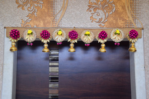 VINART Artifical Soft Wooden Flowers & Crystal Beads Door Toran Set ...