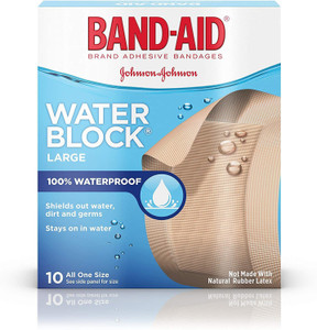 BAND-AID 100% Waterproof Large Brand Water Block Plus Waterproof ...