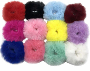 FASHIONER Soft Fluffy Fur Elastic Multicolour Hair Rubber Bands For ...