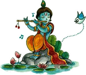nirmal décor 50 cm Lord Krishna Singing Bansuri Magnetic Sticker Price ...