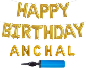 Flipkart.com | Bal samrat Solid "HAPPY BIRTHDAY ANCHAL" Golden Foil ...