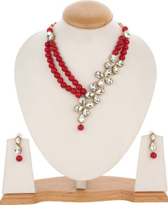 ELSA CREATION Metal Gold-plated Red, Gold Jewellery Set Price in India ...